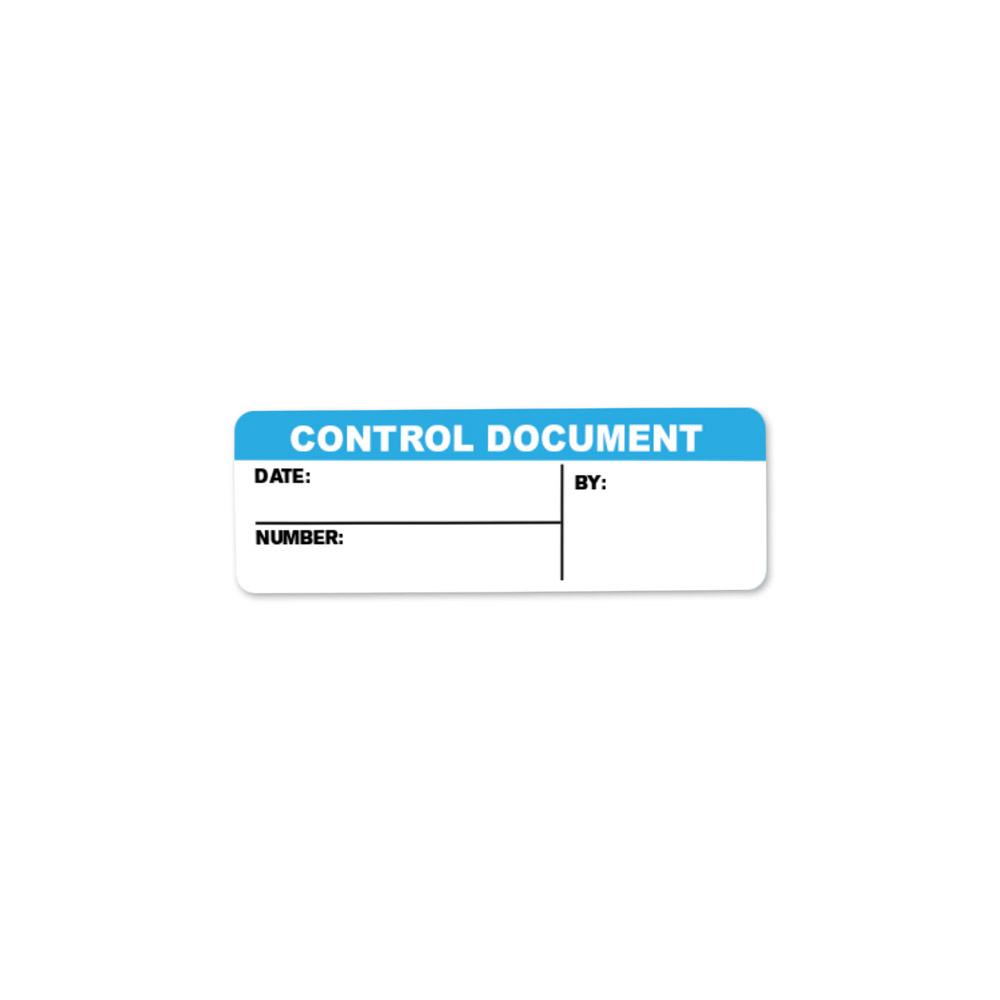 "Control Document" with "Date," "Number" & "By" Blocks Rectangular Paper Write-On Label with ...